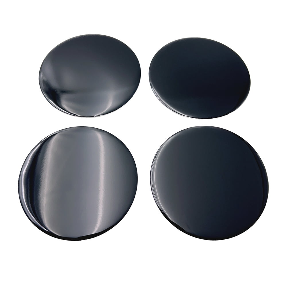 4PCS Custom 2.5 Inch 63mm Glossy Black Flat Circular Wheel Decal Emblem ...
