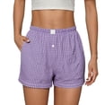 Bmisegm Womens Shorts Plaid Print Button Front Comfortable Stretchy ...