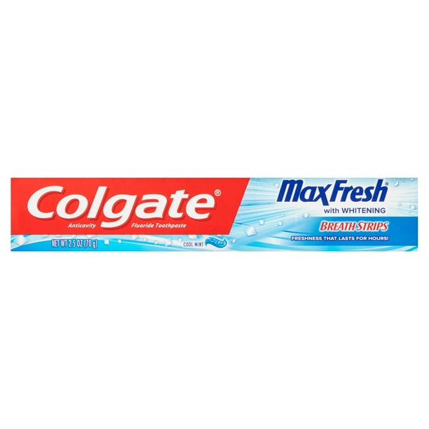Colgate Max Fresh Travel Size Toothpaste with Mini Breath Strips, Cool ...