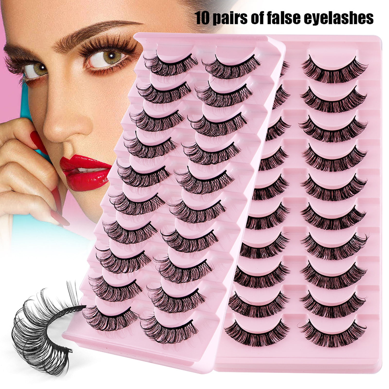 Wharick Fake Eyelashes, 10 Pairs Natural False Eyelashes Soft Volume ...