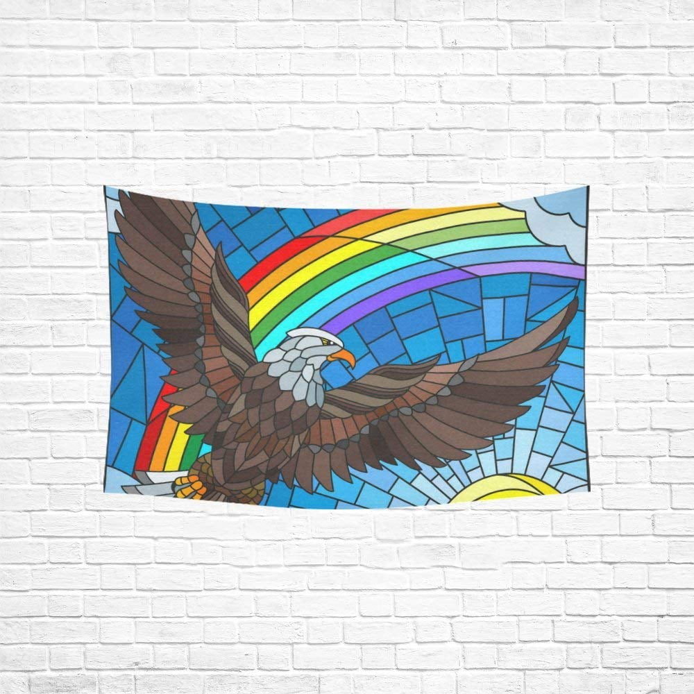 CADecor Tapestry Stained Glass Style With A Eagle Rainbow Wall Hanging ...
