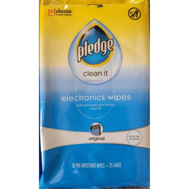 Pledge Clean It Original Electronics Wipes 50 Pre-Moistened Wipes = 25 ...