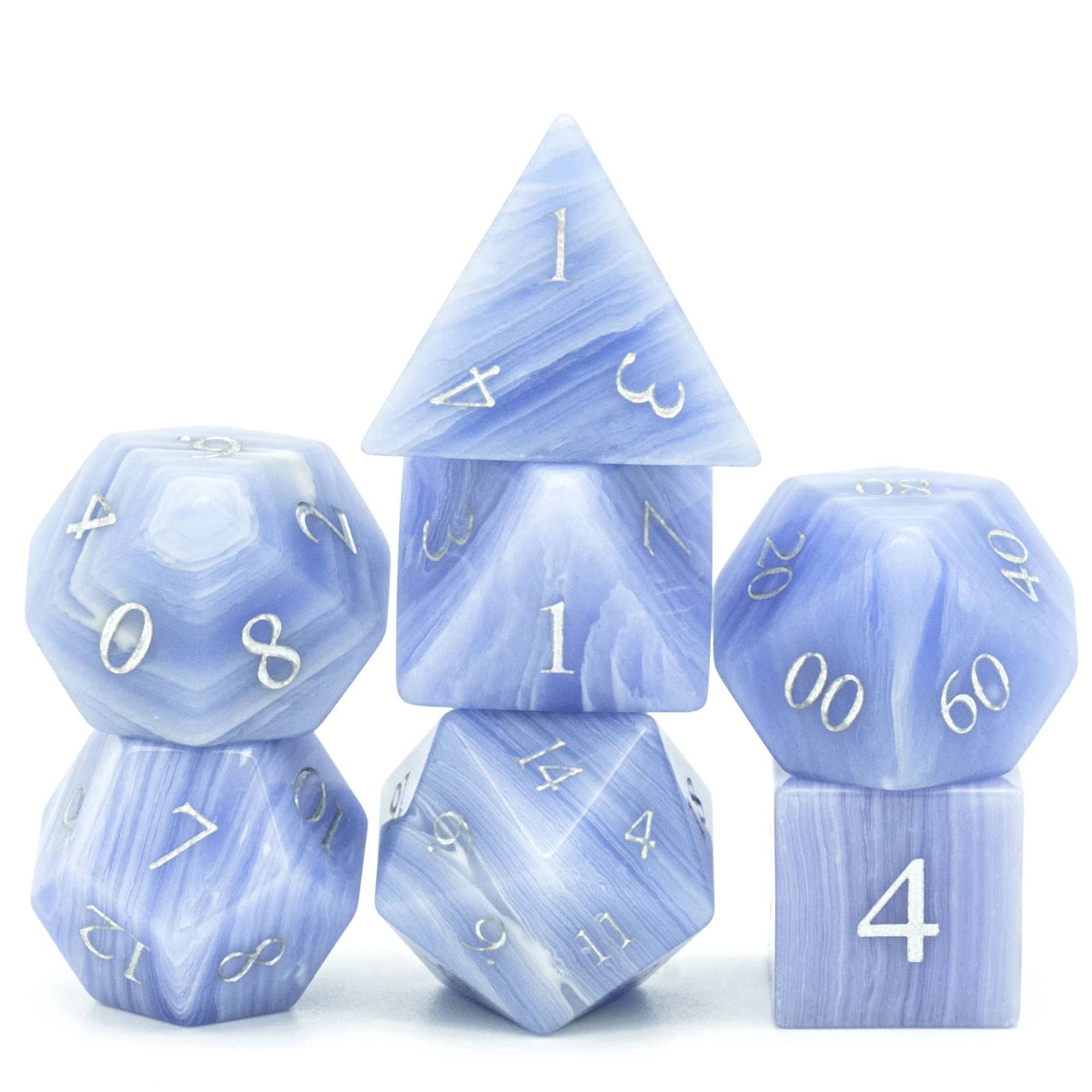 Cusdie Set of 7 Handmade Stone Dice, 16mm Polyhedral Stone D&D Dice Set ...