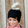 C.C Messy Bun Ponytail Hat Knit Beanie, Warm Winter Hat for Teens and ...