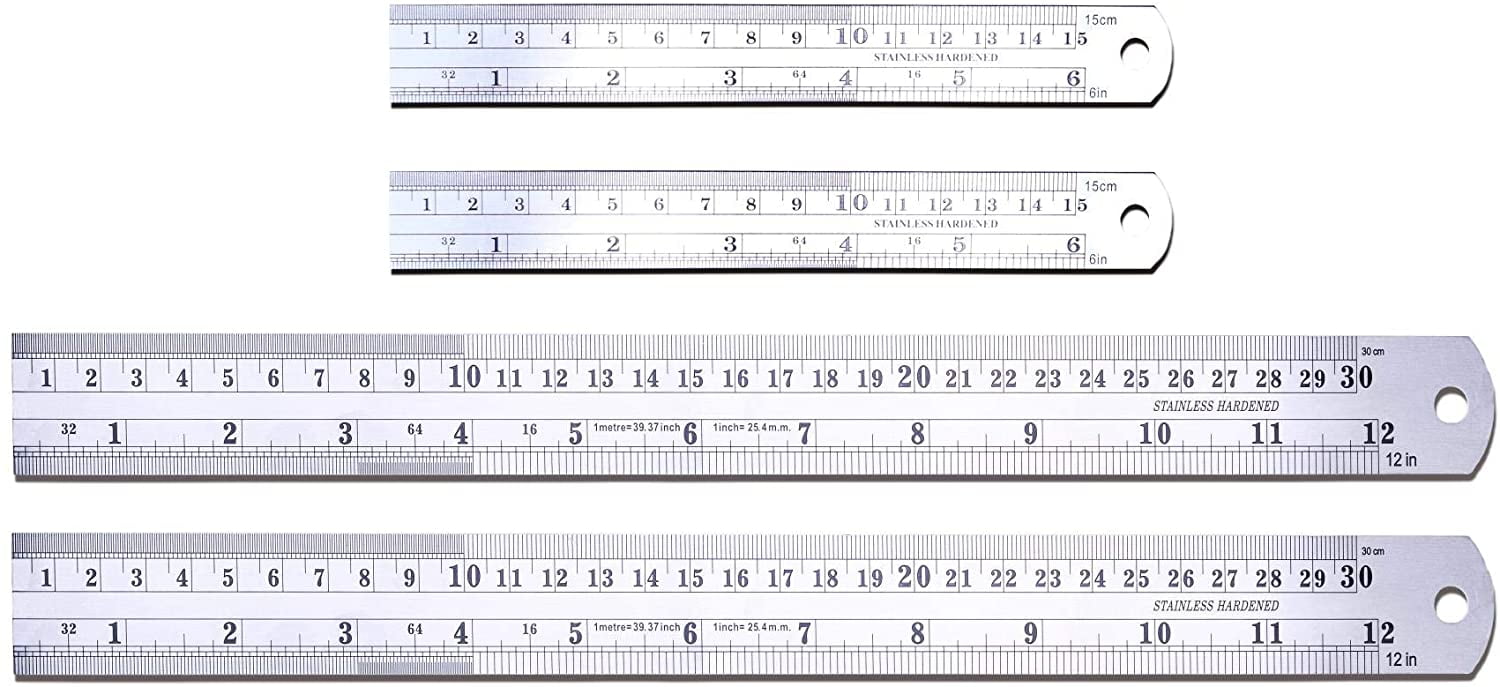 HTWW Stainless Steel Ruler Metal Ruler with Conversion Table on the ...
