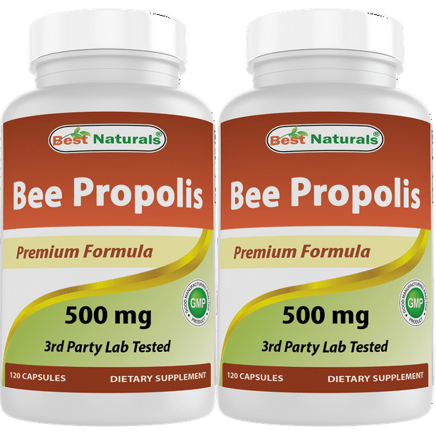 2 Pack Best Naturals Bee Propolis 500 mg 120 Capsules - Walmart.com