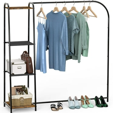 Ktaxon Rolling Portable Clothes Rack Double Bar Rail Hanging Garment ...
