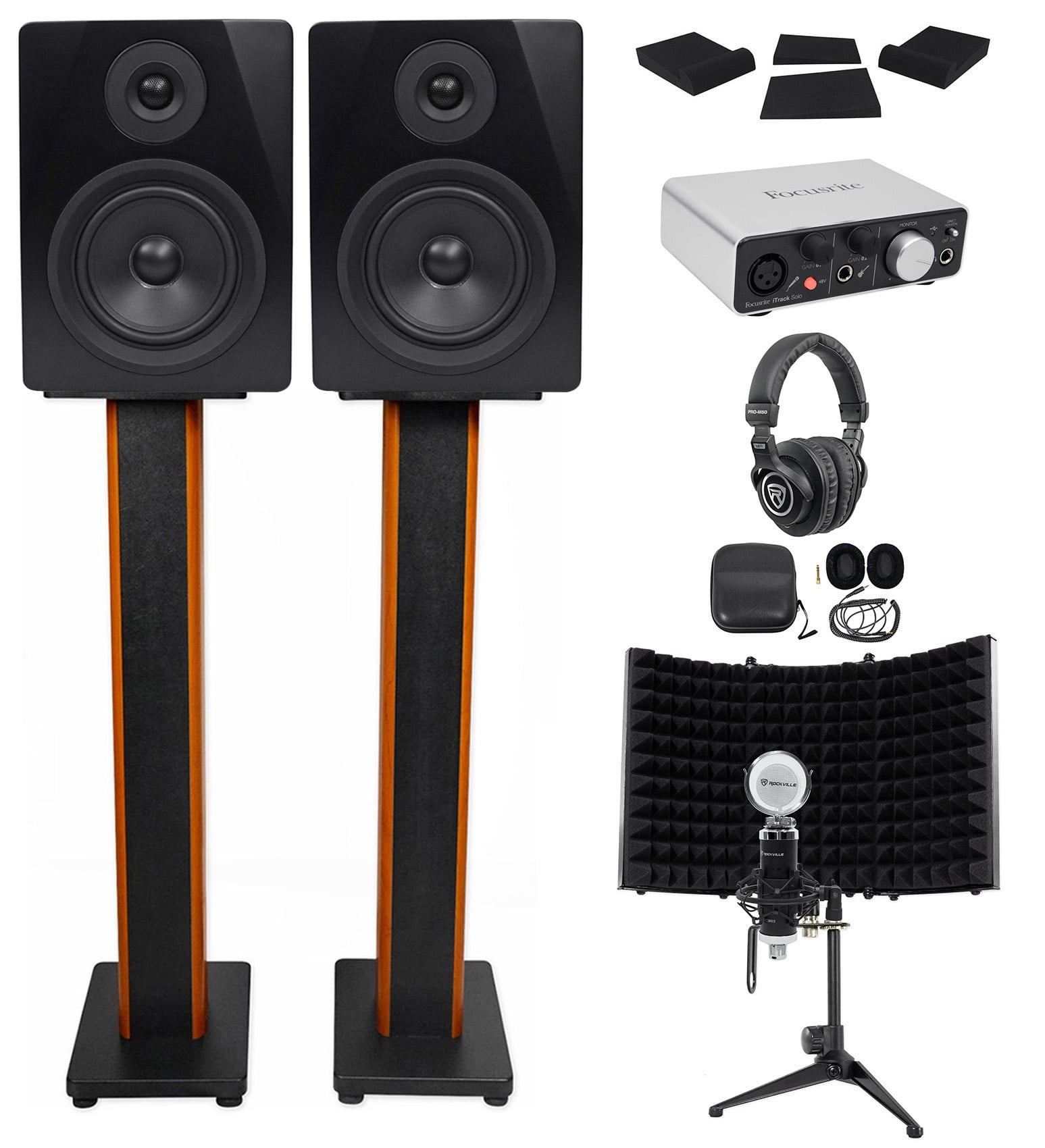 Focusrite Package: Interface+Studio Monitors+Recording Mic+Headphones+ ...