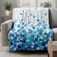 Blue Polka Dots Fleece Throw Blanket Watercolor Abstract Art Gradients ...