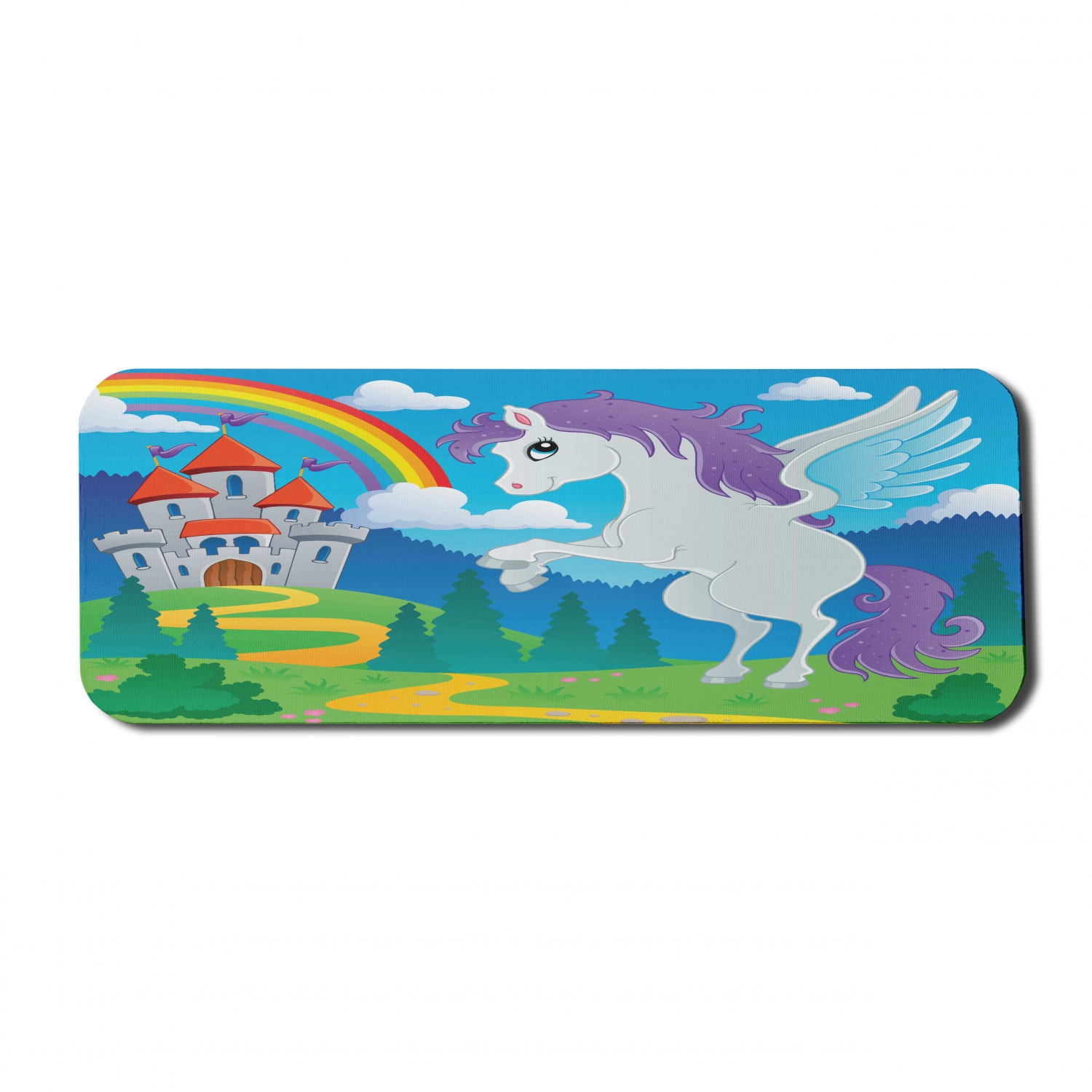 Fantasy Computer Mouse Pad, Surreal Mythical Unicorn Rainbow and ...
