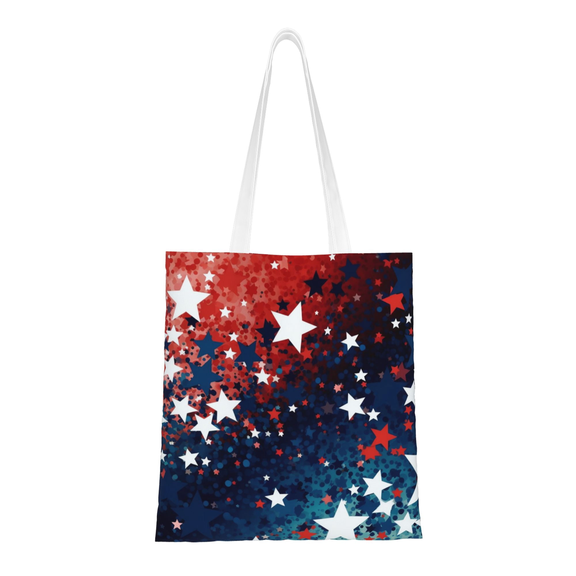 DouZhe Reusable Grocery Bags, Red White and Blue Stars Lightweight ...