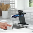 Senlesen LED Bathroom Faucet, Matte Black Waterfall Spout, Single ...