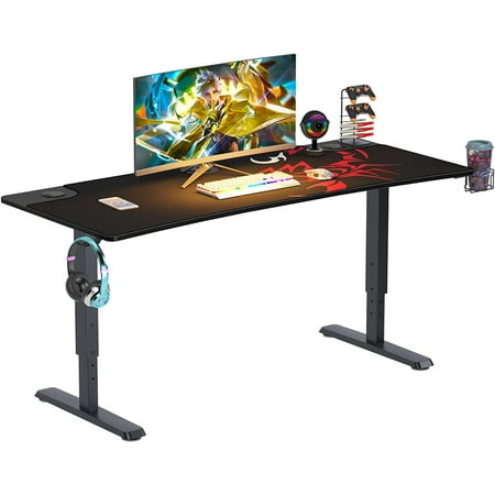 Hantdan 63 inch Gaming Desk Computer Gamer Desk Height-Adjustable ...