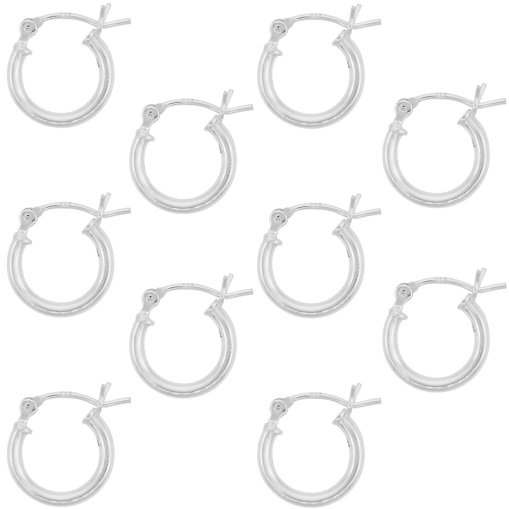 10 Pairs Sterling Silver Dainty 1/2 inch 12mm Hoop Earrings Women and ...