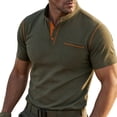 Button Up Shirts for Men Short Sleeve Henley Color Block T Shirts ...
