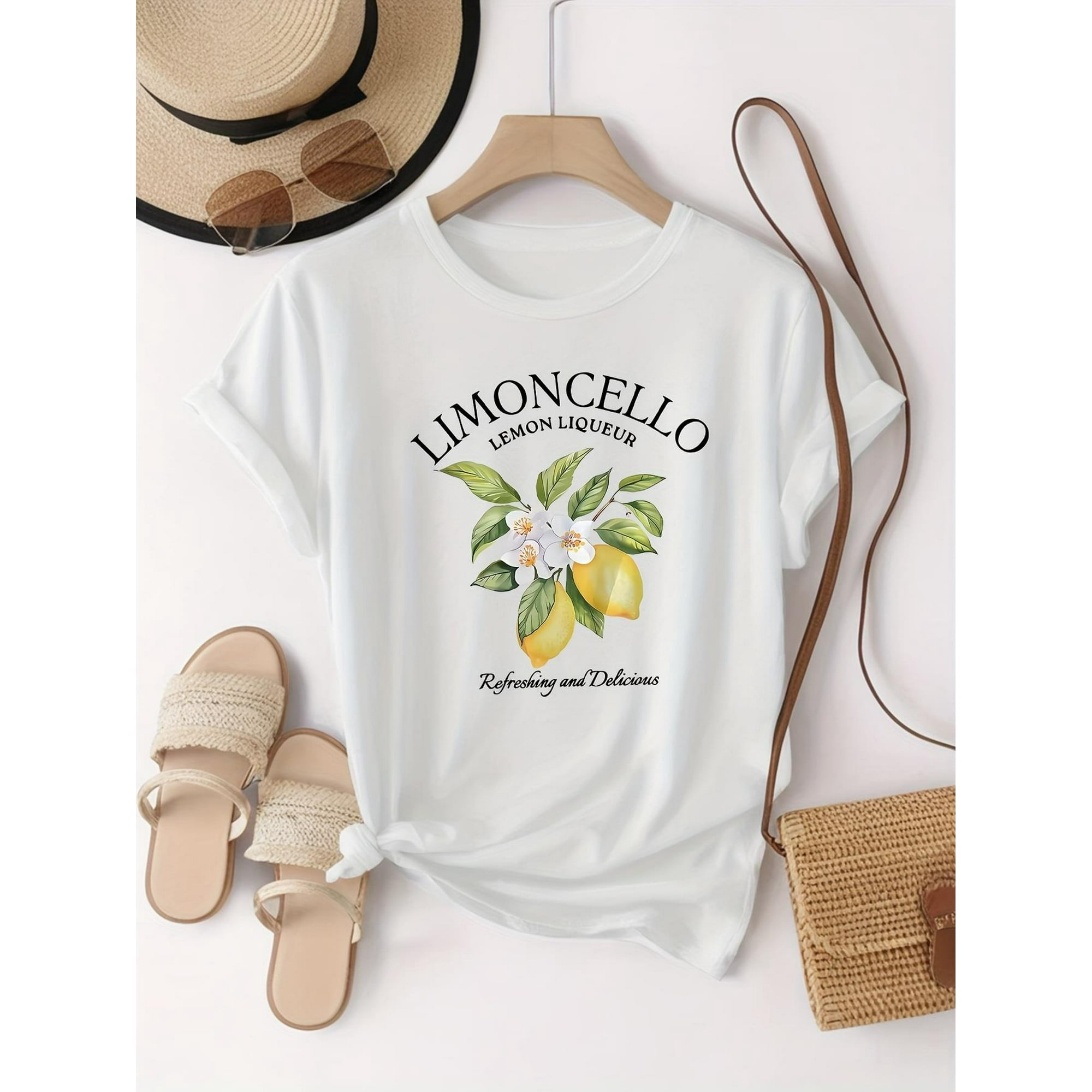 Click here for Generic Womens Lemon Print Casual T-Shirt - Short... prices