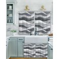 Abstract Stripe Ocean Wave Short Blackout Curtains 36 Inch Long,Black ...