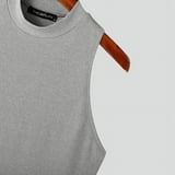 INCERUN Men's Sleeveless Vest Slim Fit Solid Color Half-collar Gym Tops ...