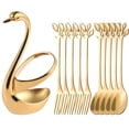 11Pcs Elegant Golden Swan Base Cutlery Set, Mirror Polished Stainless ...