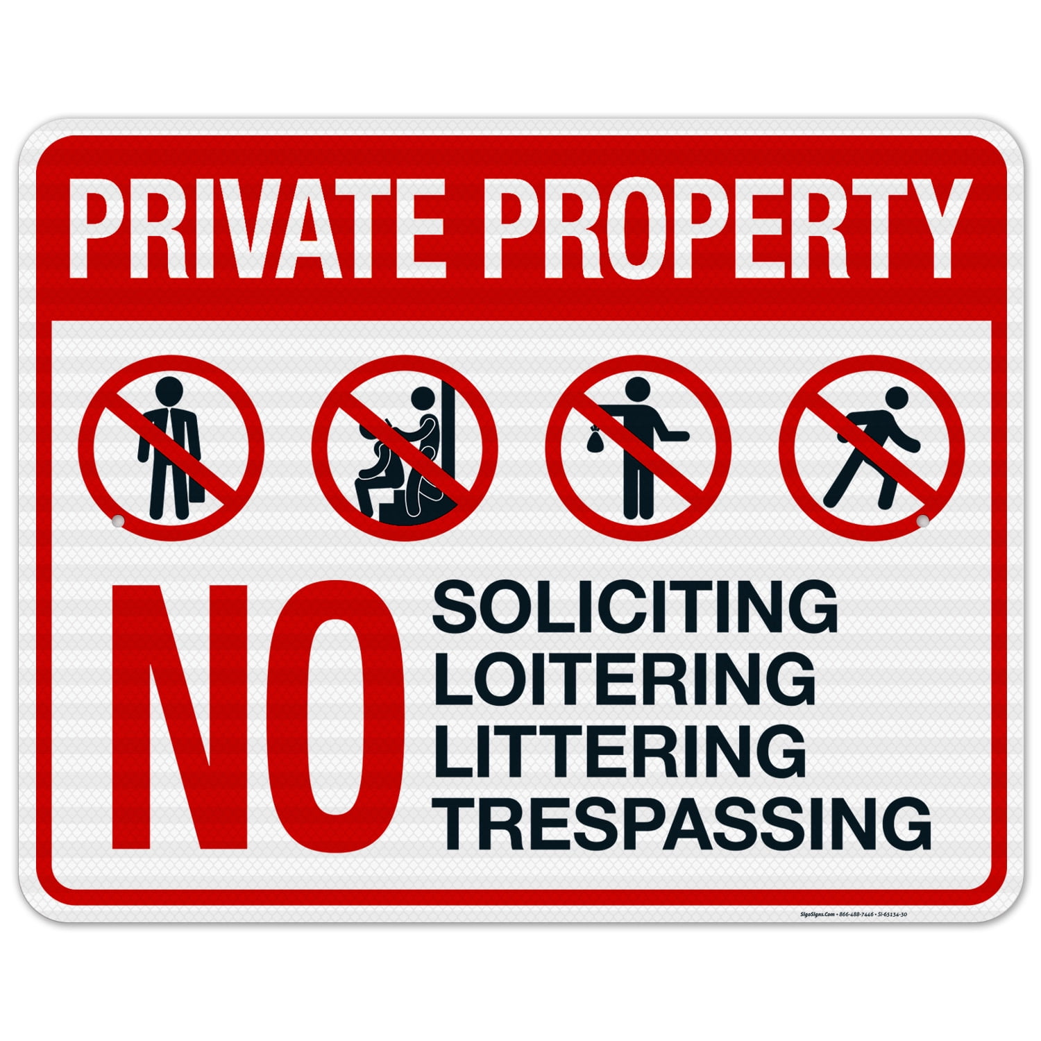 Private Property No Soliciting Loitering Littering Or Trespassing Sign ...
