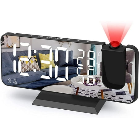 Projection Alarm Clock, Alarm Clock with USB Charger Mirror Alarm Clock ...