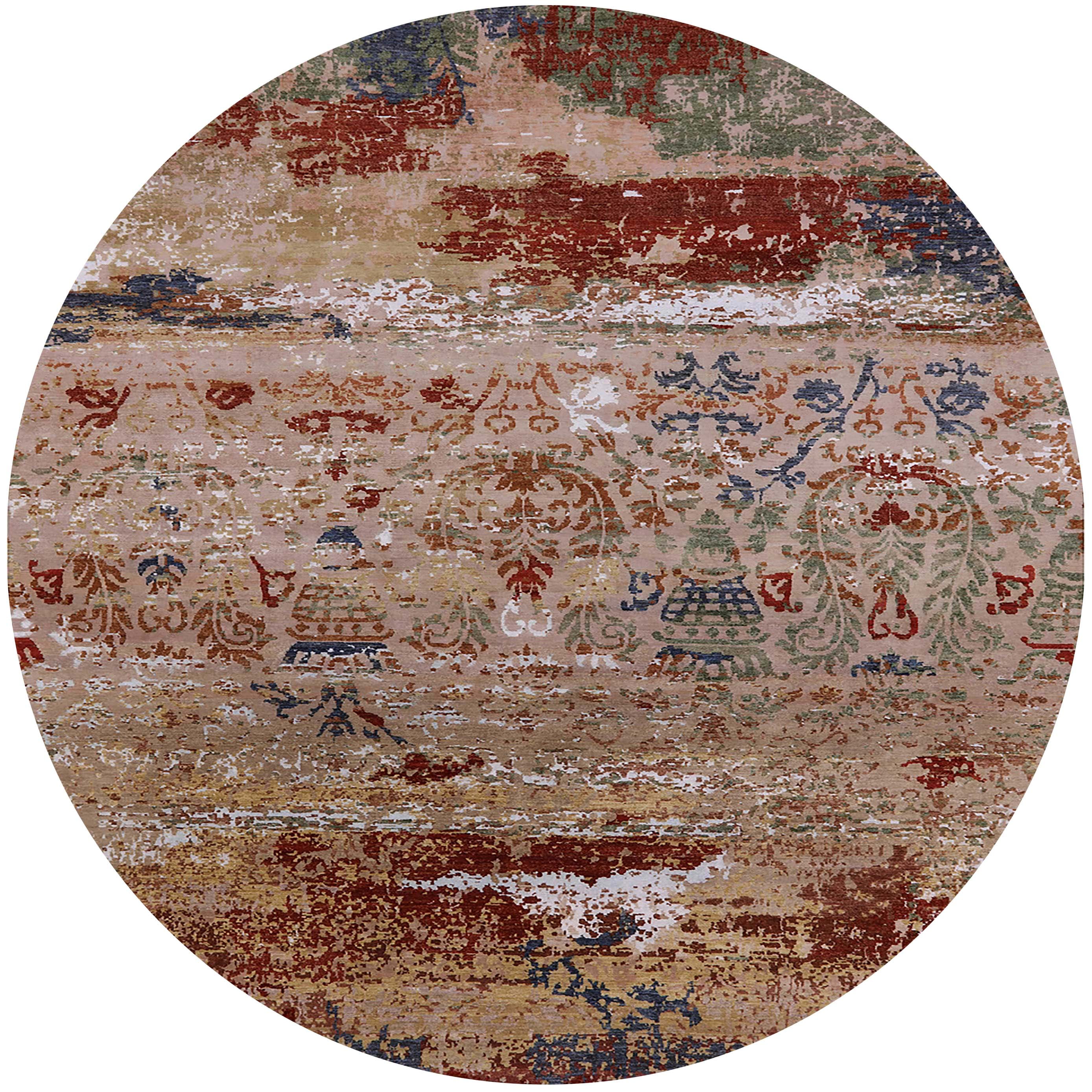 Ahgly Company Machine Washable Indoor Round Industrial Modern Camel ...