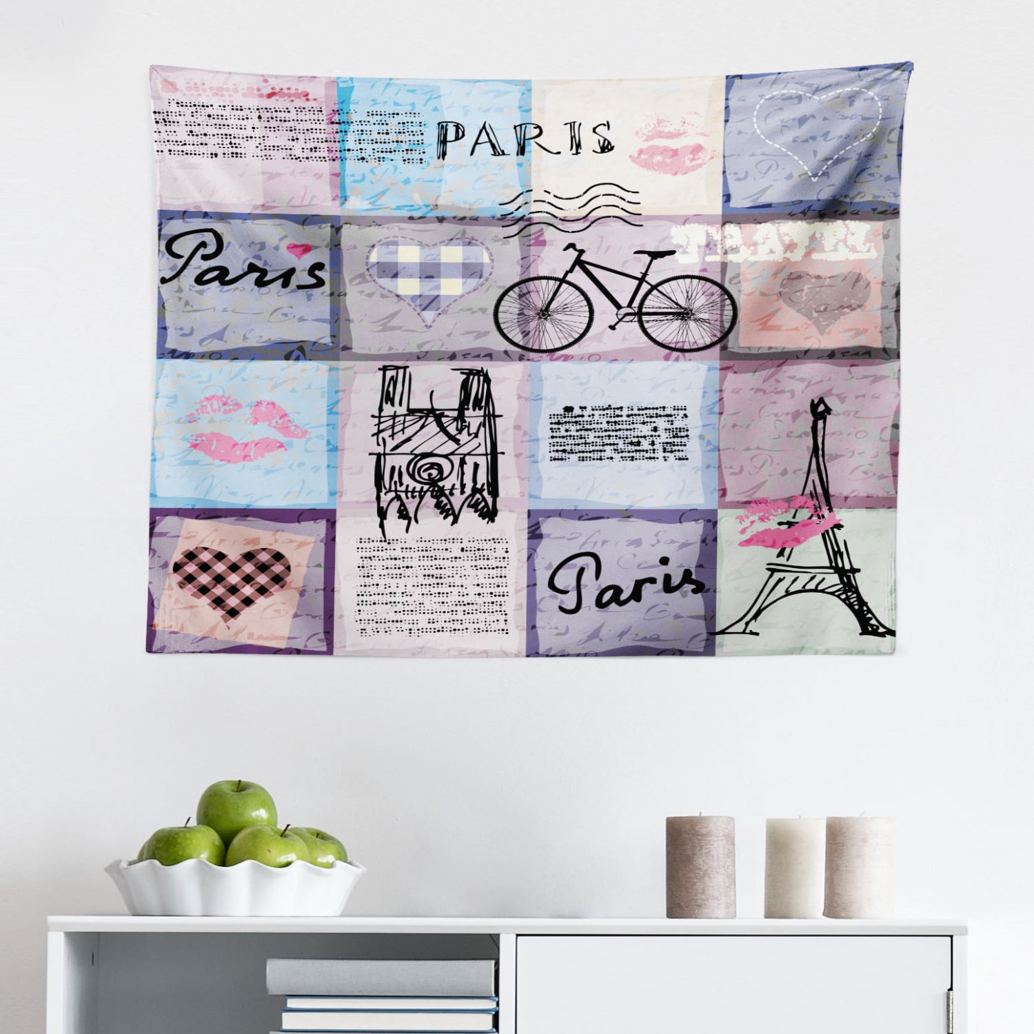 Country Tapestry, Flourishing Spring Collage with Grapes Trees and ...