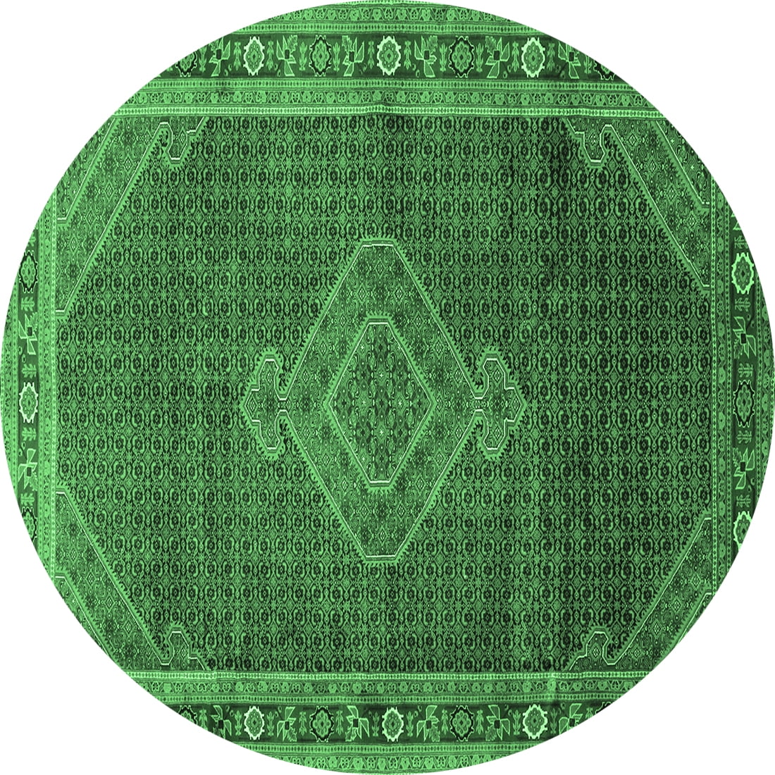 Ahgly Company Indoor Round Medallion Emerald Green Traditional Area ...