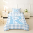 Catabedysis Blue Gingham Print Twin Duvet Cover,Plaid Monogrammed R ...