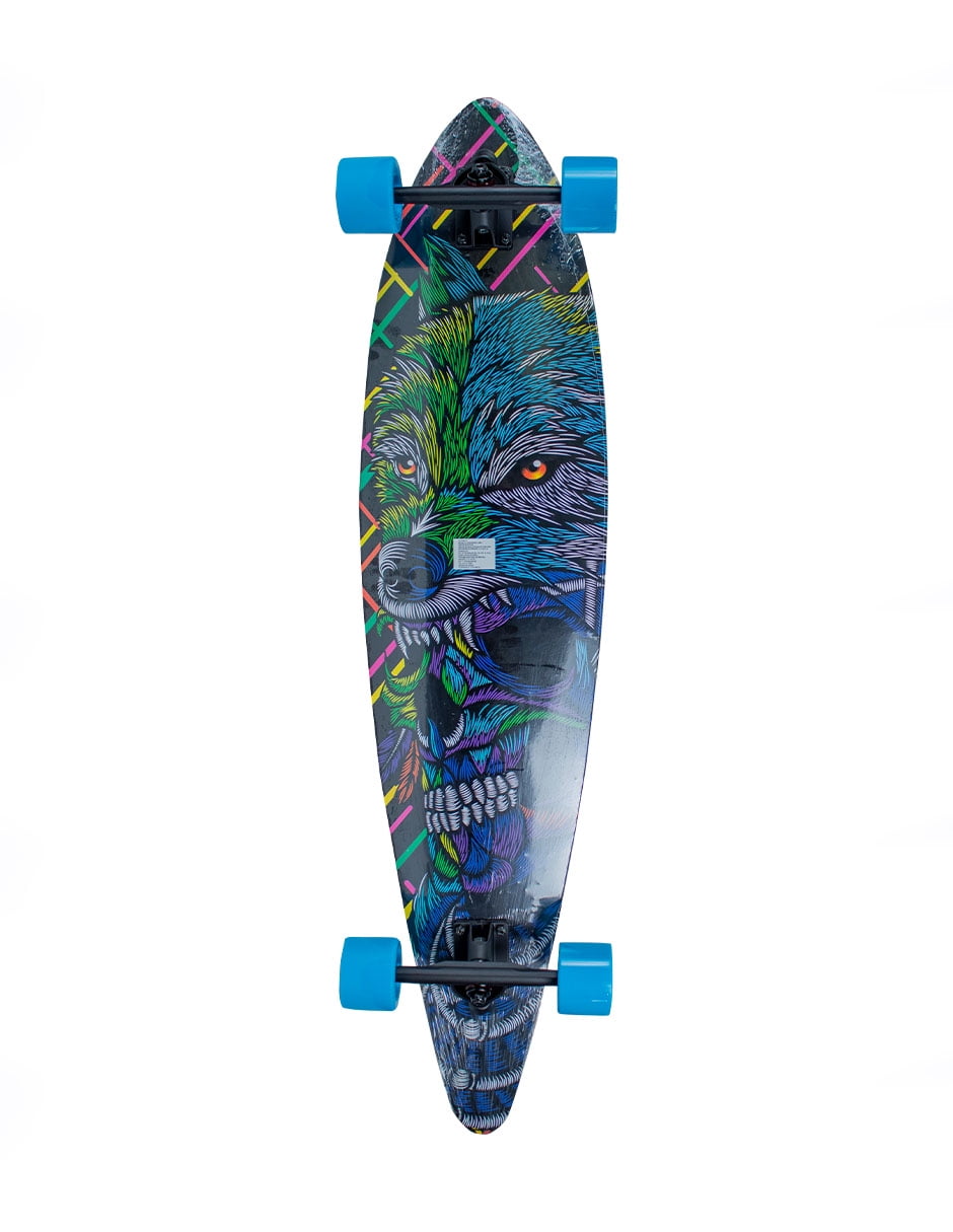 Patineta Longboard Catrina tipo speedboard diseño guerrero lobo 104 cm ...