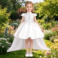 Baby Girl Casual Dresses Elegant Satin Embroidered Train Party Evening ...