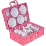 Jewelkeeper Porcelain Tea Set for Little Girls with Pink Picnic Basket ...