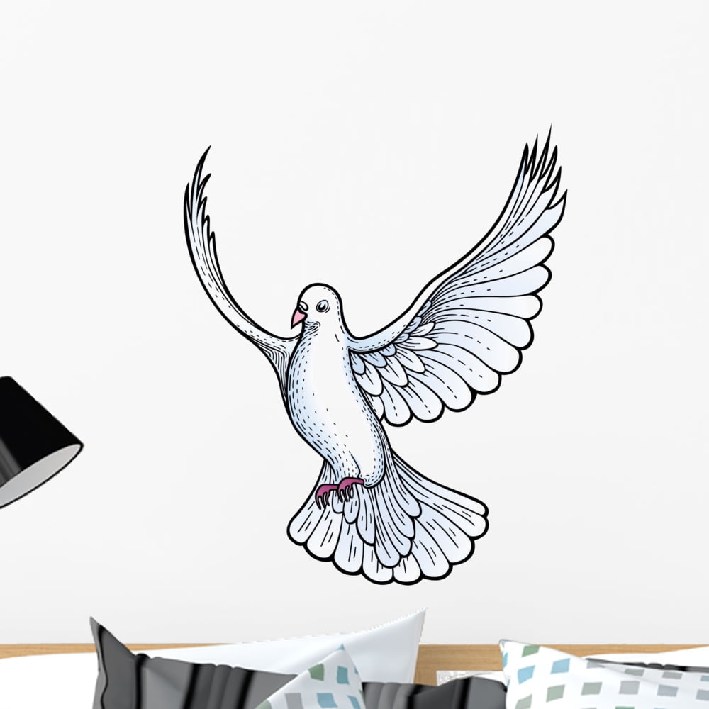 White Dove Wall Decal by Wallmonkeys Peel and Stick Graphic (24 in H x ...