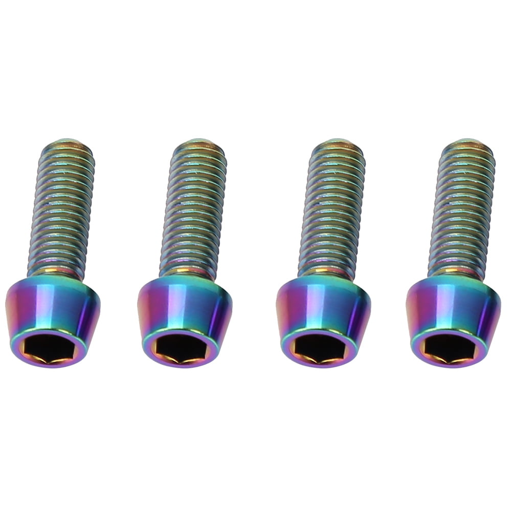 TOPINCN 4Pcs M5*15mm Bicycle Titanium Alloy Tapered Bolts Mountain Bike Stem Fixed Screws ...