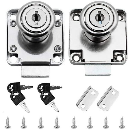 2 Pieces White Latch Push Lock Zinc Alloy Desk Drawer Lock Cylinder ...
