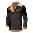 Gubotare Mens Winter Jacket Coats Casual Solid Color Matching Plush