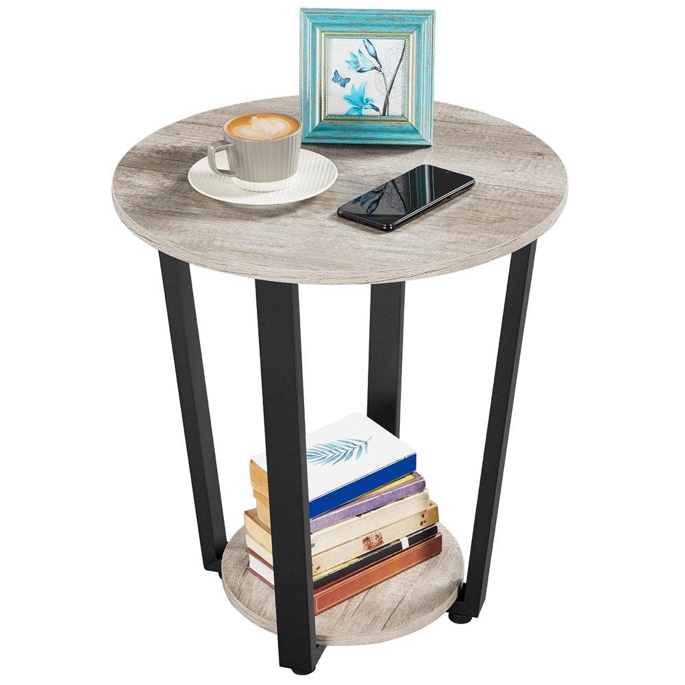 SMILE MART Industrial Metal Round Side Table, Grey - Walmart.com