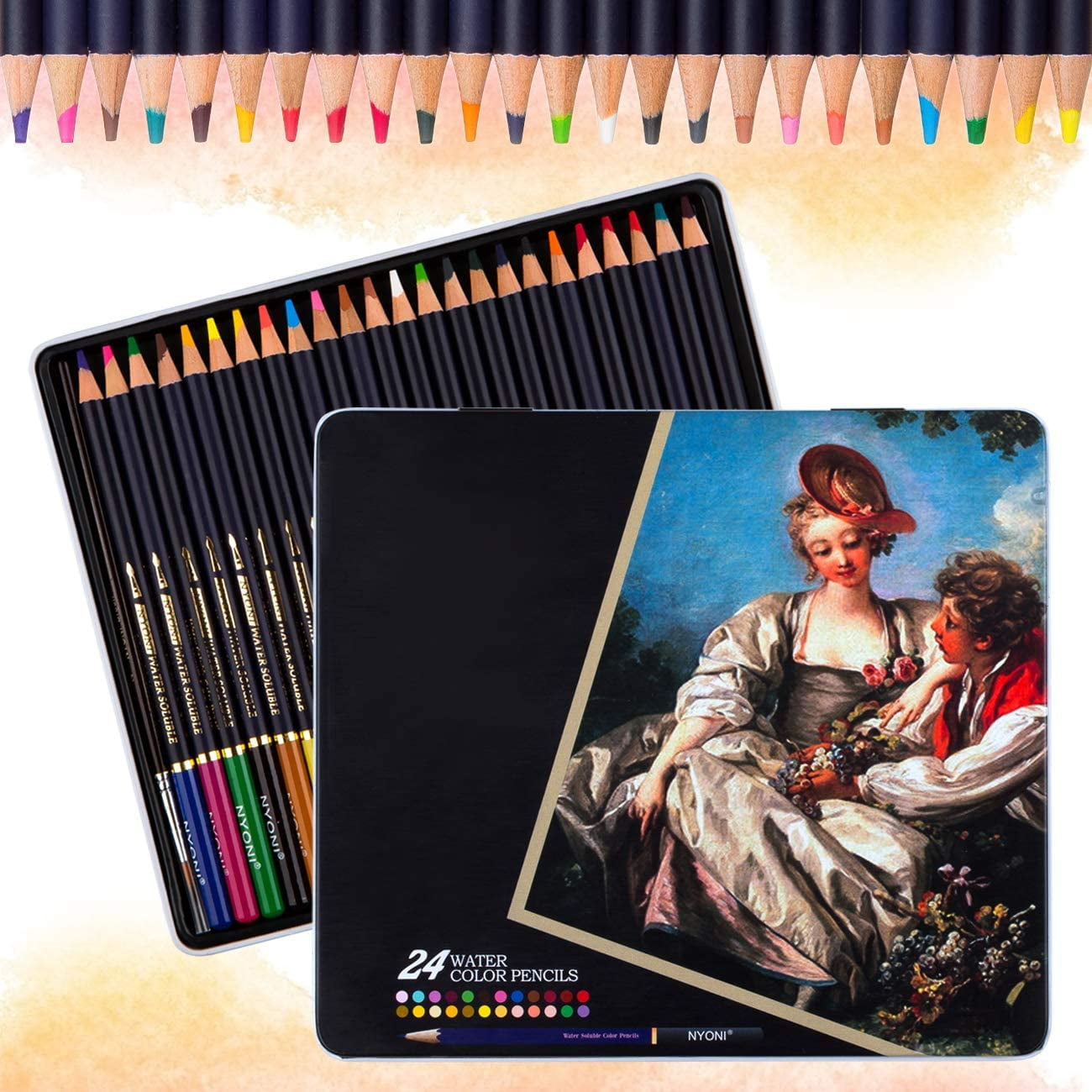 Naler 24Pcs Watercolor Pencils, Drawing Colored Pencils Gift Set for ...