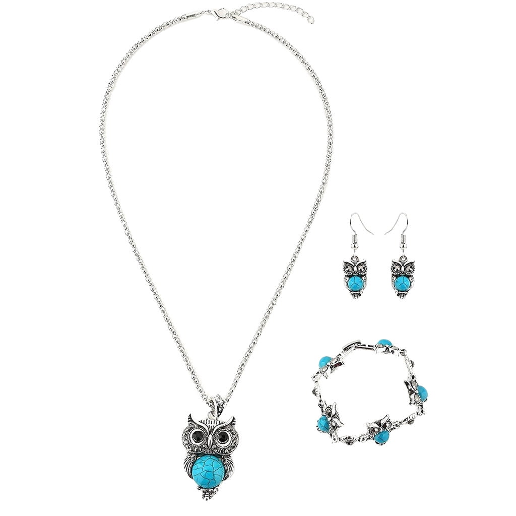 Click here for Yangzheee Owl Jewelry Set Retro Style Owl Turquois... prices