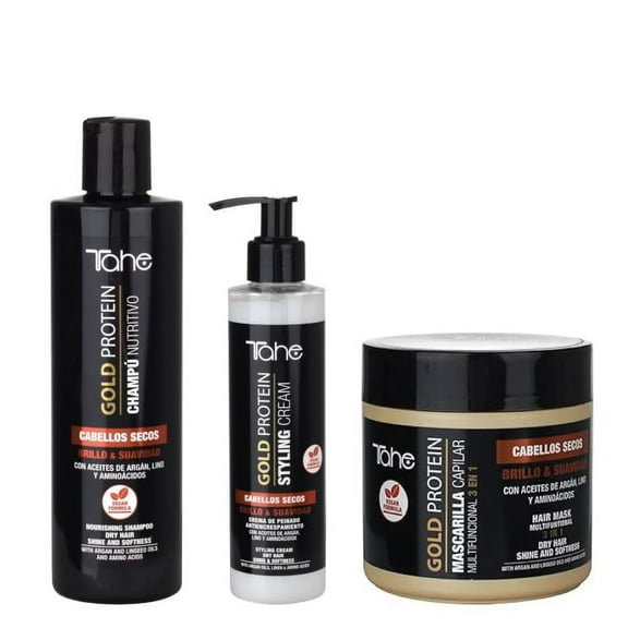 Tahe Miracle Gold Anti-frizz Kit - Shampoo 300ml + Mask 300ml + Styling ...