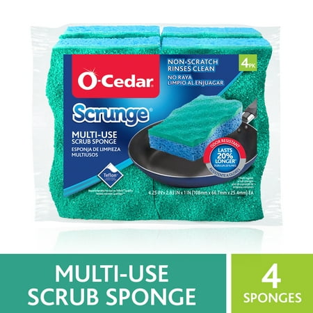O-Cedar Scrunge Multi-Use Scrub Sponge, All-Purpose Non-Scratch Sponge ...