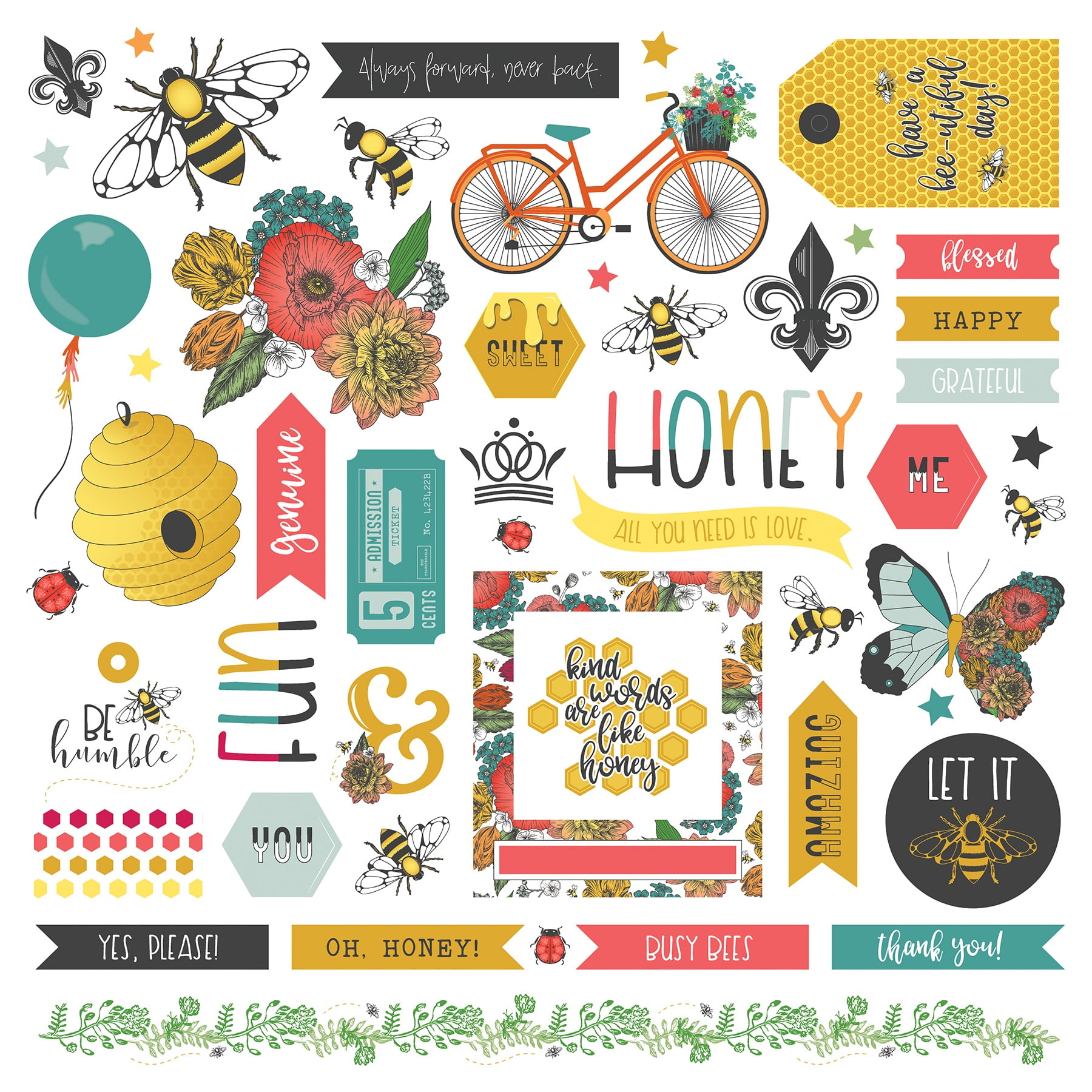 Wild Honey Stickers 12"X12"-Elements - Walmart.com