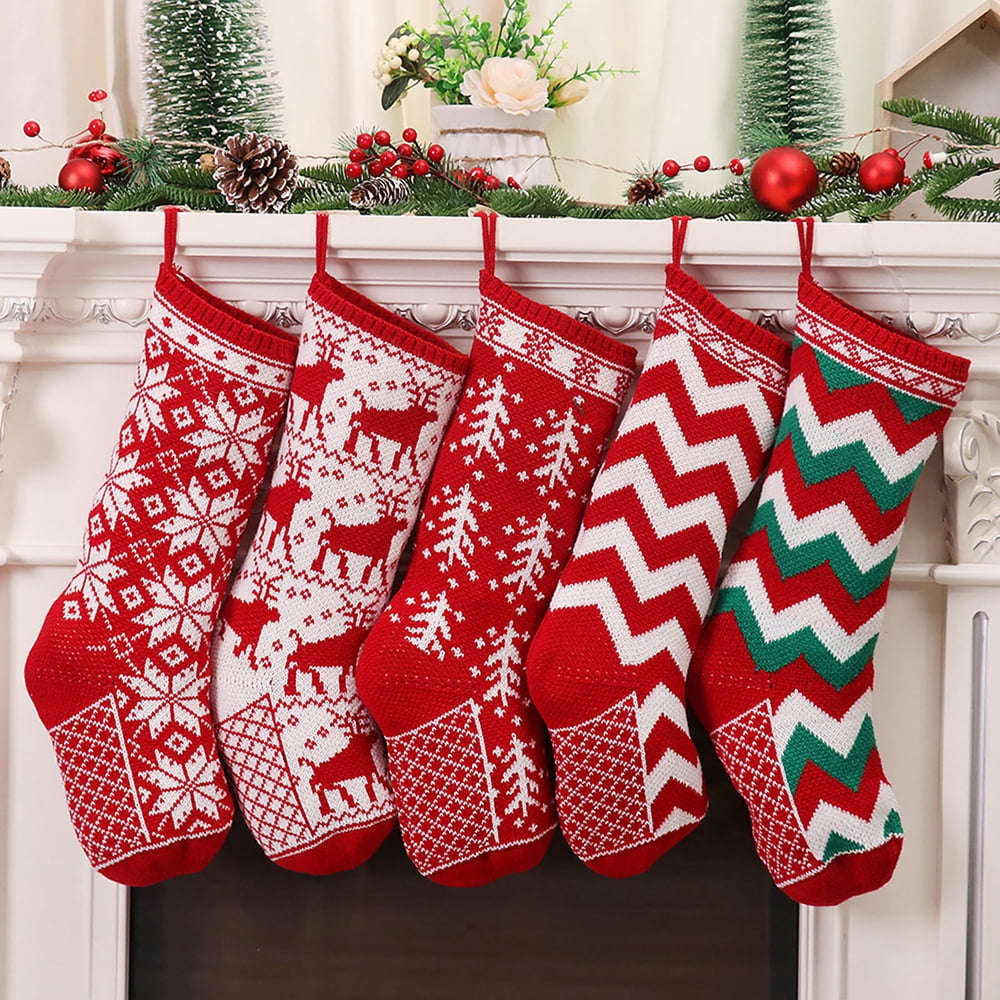 Baywell 5 Pack Christmas Stockings, 18 Inches Large Cable Knitted ...
