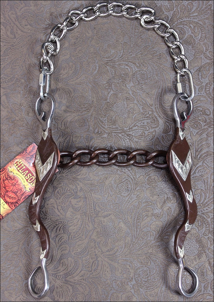 Ah381 Hilason Antique Brown Roping Horse Bit Chain Mouth W/Rubber ...