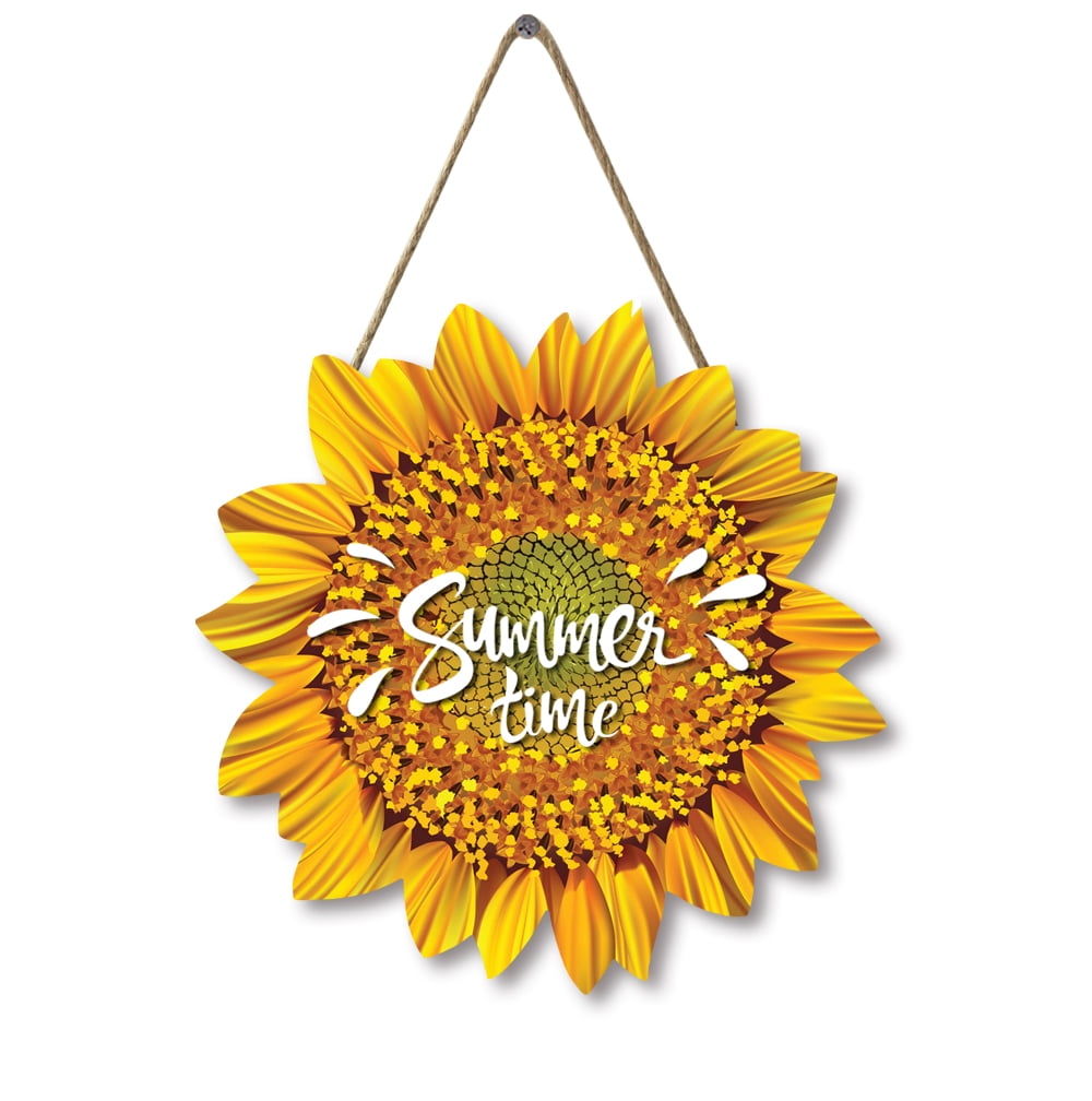 Sunflower Summer Time Wood Door Hanger 12 Inch Large Wooden Flower Sign ...