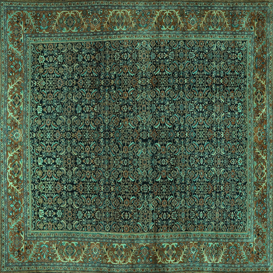 Ahgly Company Indoor Square Persian Turquoise Blue Traditional Area ...