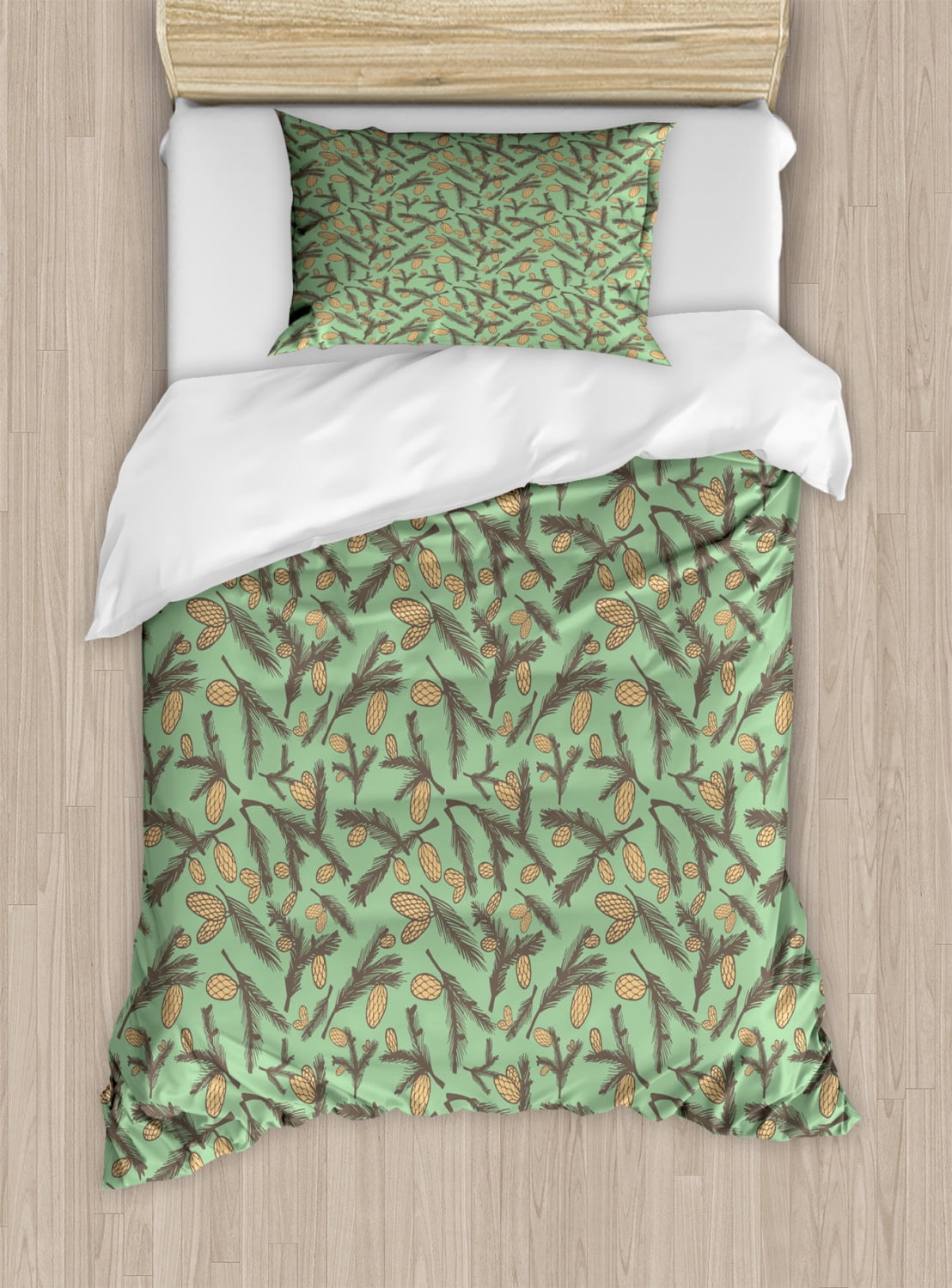 Pine Cone Duvet Cover Set Twin Size, Woodland Fir Branches Twigs ...