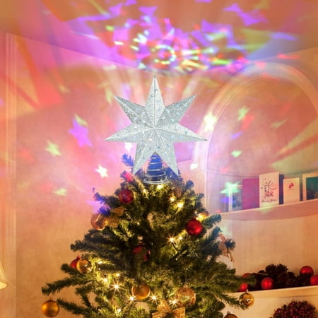 TESNN 3D Star Christmas Tree Topper Lighted Star Tree Toppers with LED ...