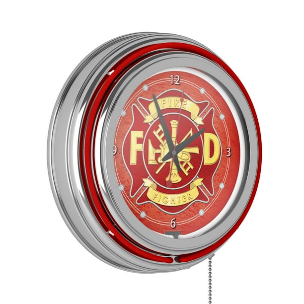 Fire Fighter 14 Inch Neon Wall Clock - Walmart.com