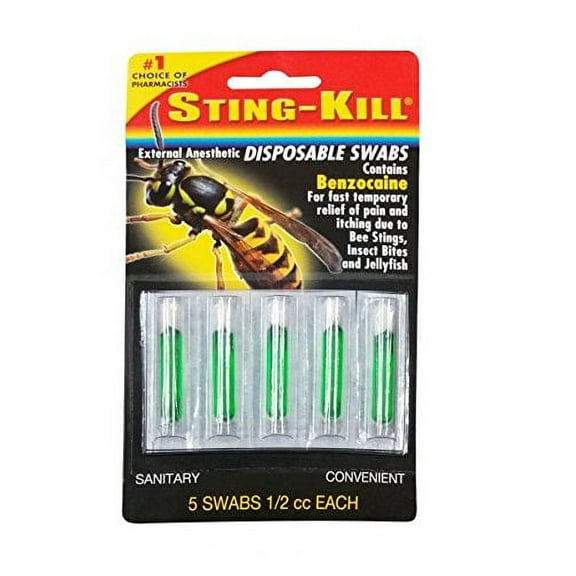 Sting-Kill First Aid Anesthetic Swabs, Pain Relief and Itch Relief, Bee ...